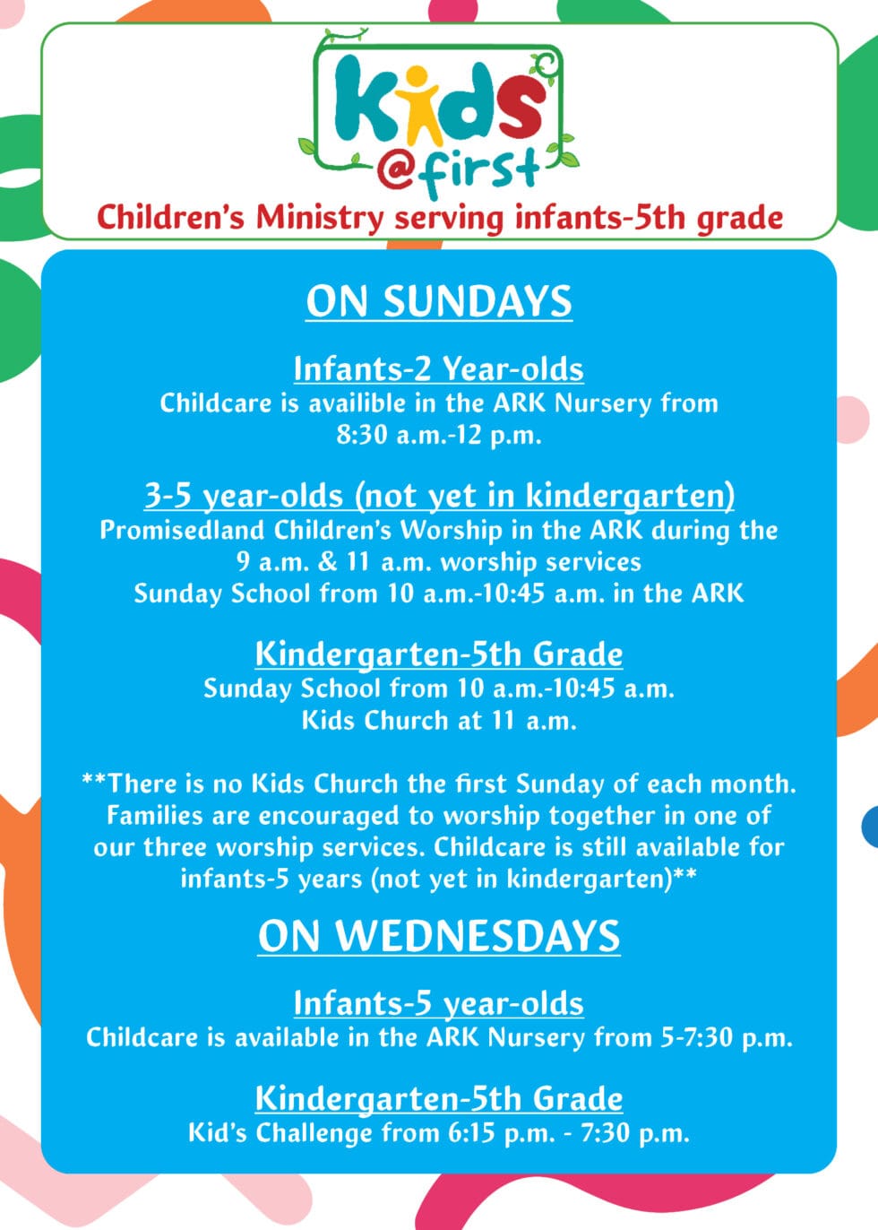 Kids@First Children's Ministry Information - First Methodist Midland
